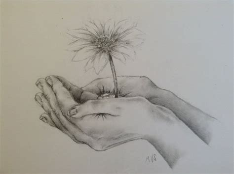 Flower Drawing Hands Holding Flowers Rose Drawing