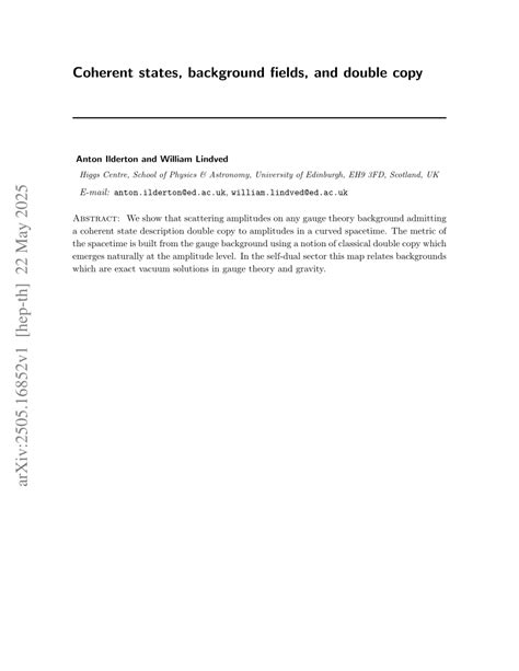 Pdf Coherent States Background Fields And Double Copy