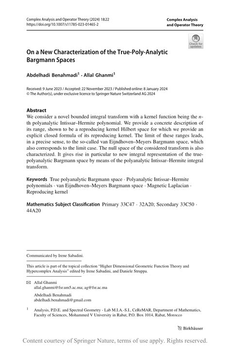 On A New Characterization Of The True Poly Analytic Bargmann Spaces