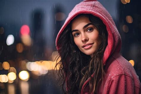 Premium Photo Radiant Rain Smiling Girl In The Rain