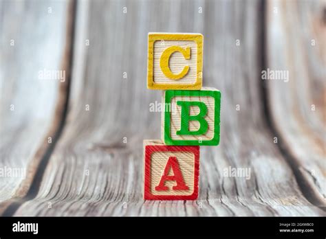 ABC Wood Block Stack Together Kid Education Concept Stock Photo Alamy