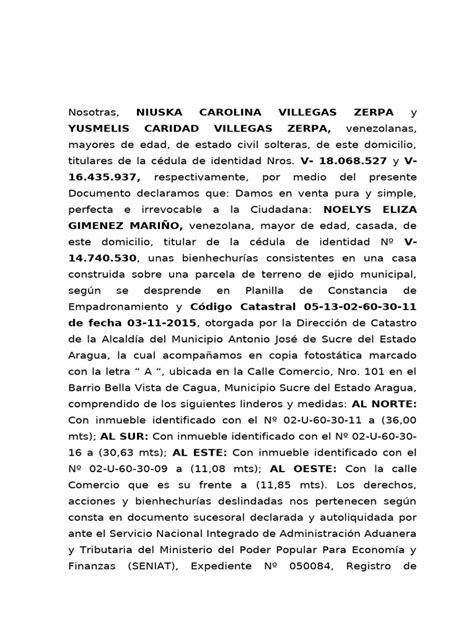 Compra Venta De Una Vivienda Pdf Documento De Identidad