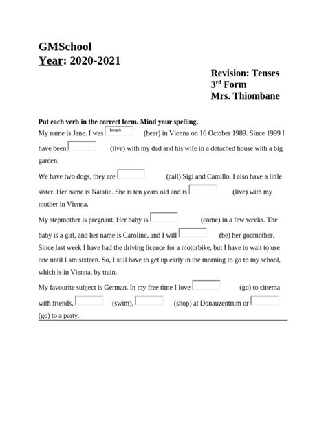 Exercise 3rd Form Pdf