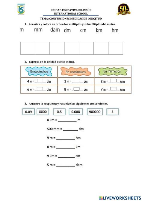 Conversiones Medidas De Longitud Exercise Live Worksheets