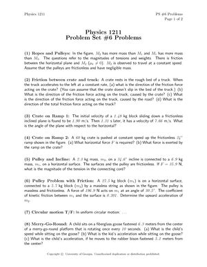 Problem Set Solns Page Of Physics Problem Set Solutions Work Pushing