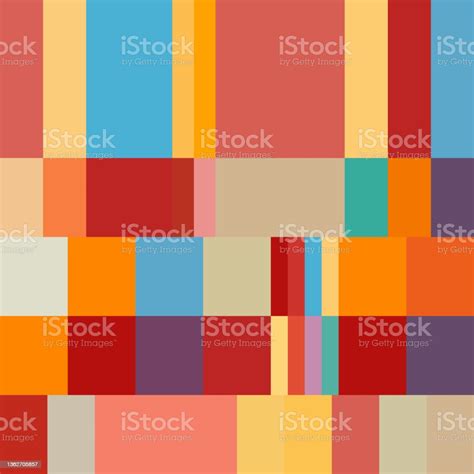 복고풍 스칸디나비아 스타일의 스트라이프 사각형 및 사각형이있는 현대 벡터 추상적 인 매끄러운 기하학적 패턴 다채로운 심플한 모양 모자이크 바우하우스 디자인에서 영감을 받은