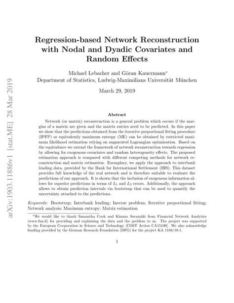 Regression Based Network Reconstruction With Nodal And Dyadic Covariates And Random Effects Deepai