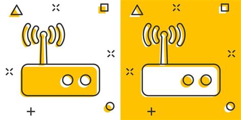 만화 스타일의 Wifi 라우터 아이콘 격리 된 흰색 배경에 광대역 만화 벡터 일러스트 레이 션 인터넷 연결 시작 효과 비즈니스