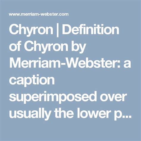 Chyron Definition Of Chyron By Merriam Webster A Caption