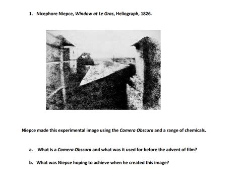 Solved 1 Nicephore Niepce Window At Le Gras Heliograph