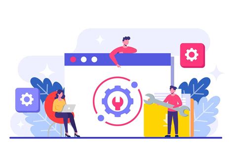 system maintenance flat illustration error fixing trouble device