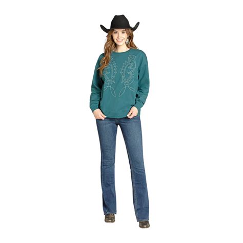 Shop Panhandle Slim Womens Embroidered Teal Sweatshirt