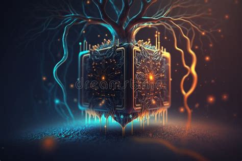 Neural Network With Glowing Bioluminescence The Image Represents The Futuristic Idea Of A