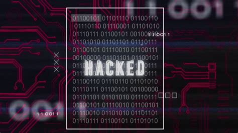 Premium Stock Video Animation Of Hacked Text With Binary Codes And Circuit Board Pattern Over