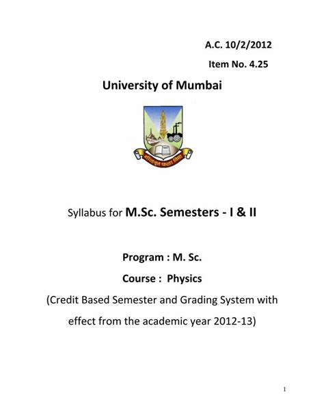 Pdf M Sc Semesters I Ii Mu Msc Sem I Ii Physics Pdf · Syllabus For M Sc Semesters ‐ I