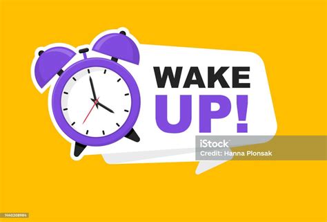 배너가 있는 알람 시계가 깨어납니다 기상 시간 배지 울리는 알람 시계 아침 시간 벡터 그림입니다 골동품에 대한 스톡 벡터 아트 및 기타 이미지 Istock