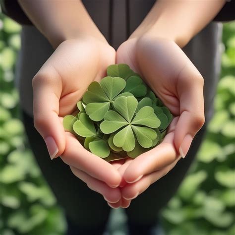 Clover Shamrock Plant Green Leaf Luck Fourleaf Nature Botanical Grass Stems Leaves Premium Ai