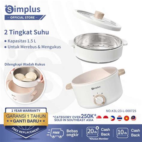 Jual Simplus Panci Listrik Kukusan Serbaguna 15l Lapisan Keramik Panci