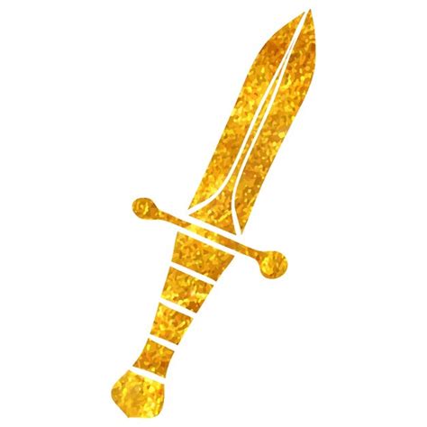 Premium Vector Hand Drawn Knife Icon In Gold Foil Texture Vector