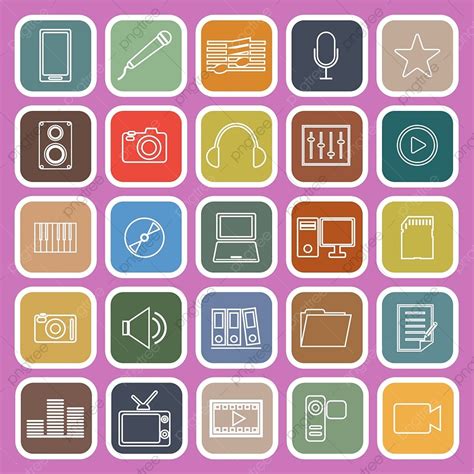 Linha De Mídia Plana Iocns Em Fundo Rosa Png Local Na Rede Internet Rede Música Imagem Png E