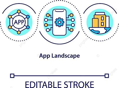 App Landscape Concept Icon Sign Lined Technical Vector Sign Lined