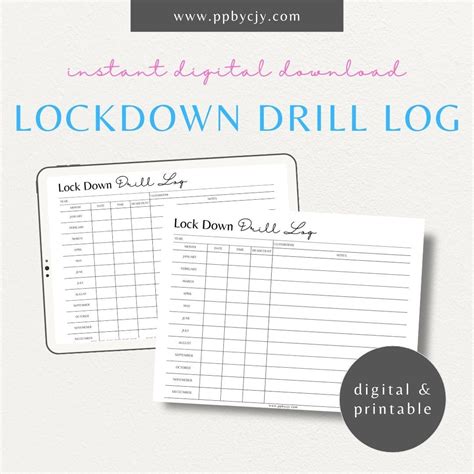 Lockdown Drill Log Printable Template Digital Download Emergency Preparedness Tracker