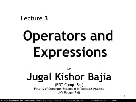 Operator And Expression In C Ppt