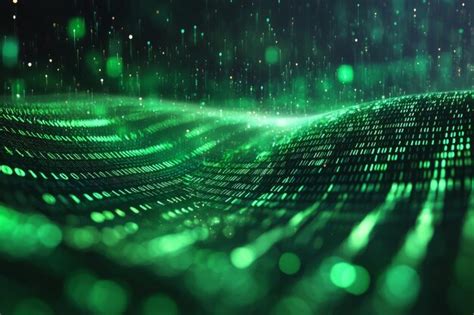 green dark binary code with data streaming background created with