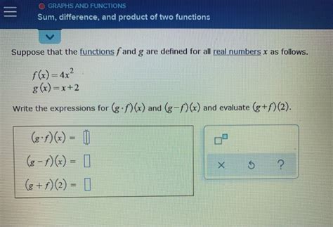 Solved Graphs And Functions Sum Difference And Product Of