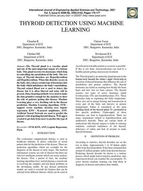 Thyroid Detection Using Machine Learning Pdf Machine Learning