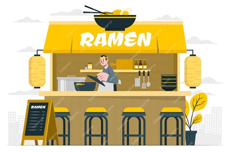 라면 레스토랑 컨셉 일러스트 무료 벡터