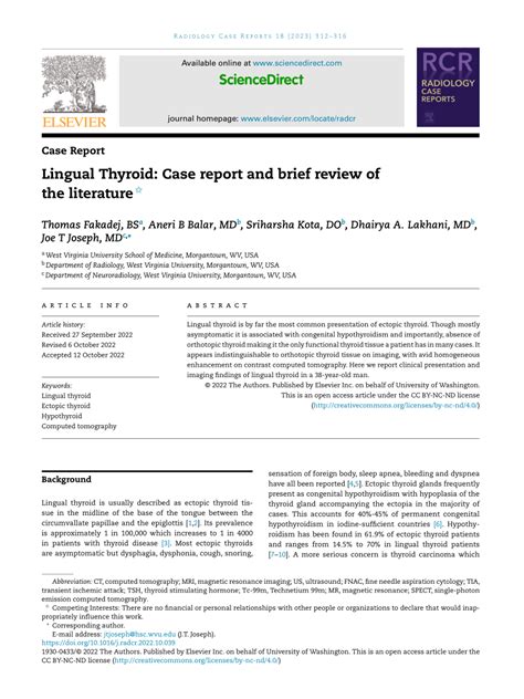 Pdf Lingual Thyroid Case Report And Brief Review Of The Literature