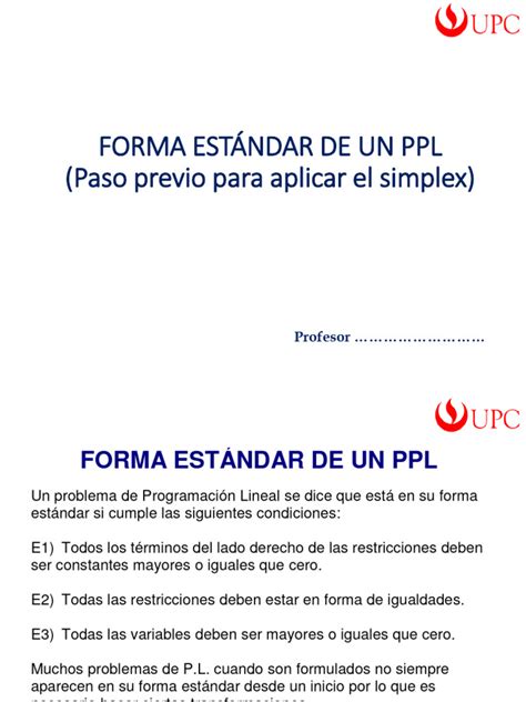 Unidad 1 5 Forma Estandar Pdf Programación Lineal Informática Teórica
