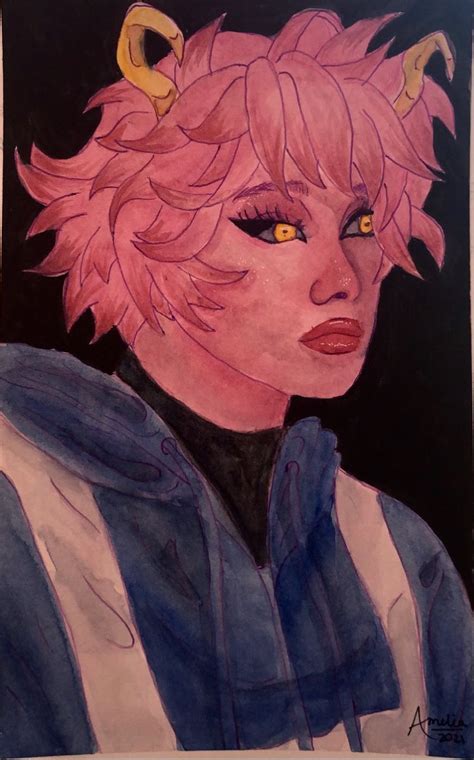 Mina Ashido Fan Art Watercolor Paintings Watercolor Drawing Painting