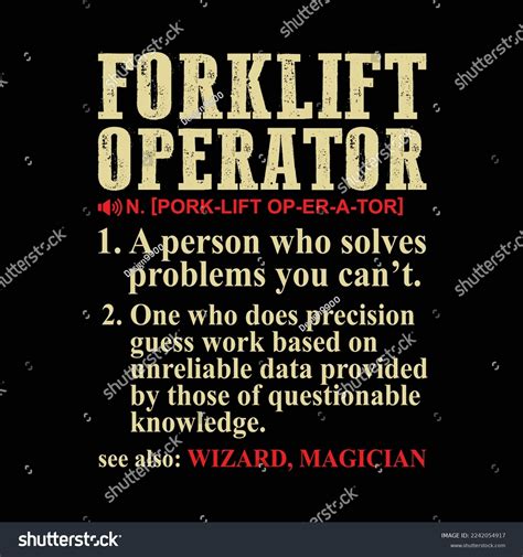 Forklift Operator Funny Dictionary Definition Stock Vector Royalty