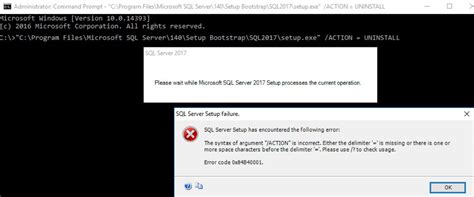 Sql Server Setup Error The Syntax Of Argument Action Is Incorrect