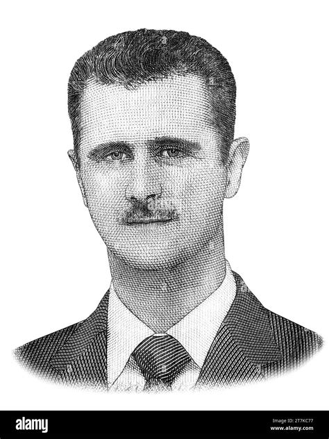 Bashar Al Assad Portrait From Syria 2000 Pounds Banknote Closeup Stock