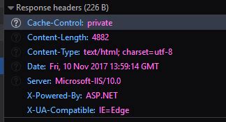 Iis Asp Net Responds With Cache Control Private For All Requests Stack Overflow