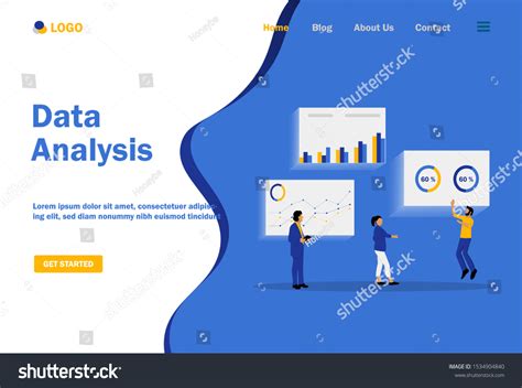 Landing Page Template Data Analysis Modern Stock Vector Royalty Free