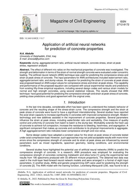 Pdf Abdulla Na Application Of Artificial Neural Networks For Prediction Of Concrete