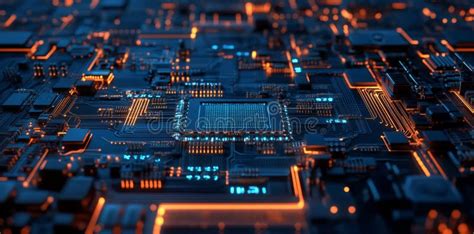 A Complex Electronic Circuit Board Boasting Glowing Elements And
