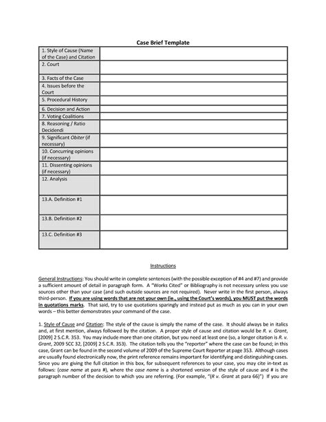 Ass 1 Case Summary Template And Faq Case Brief Template Style Of
