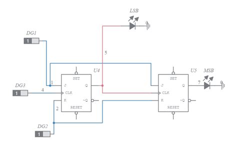 2 Bit Asynchronous Counter Down Counter Using Rising Edge Multisim Live