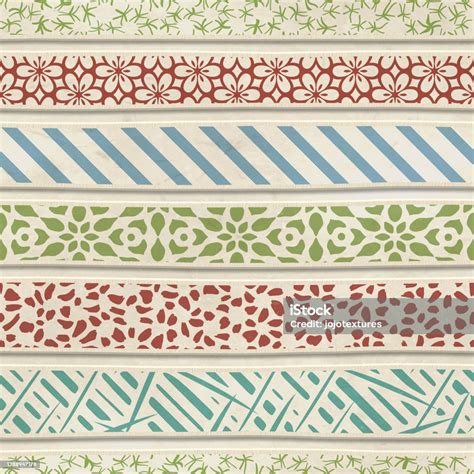 빈티지 패턴 매끄러운 질감 패치 워크 패턴 그런지 배경 3d 일러스트와 수평 줄무늬 조각 0명에 대한 스톡 사진 및 기타 이미지 Istock