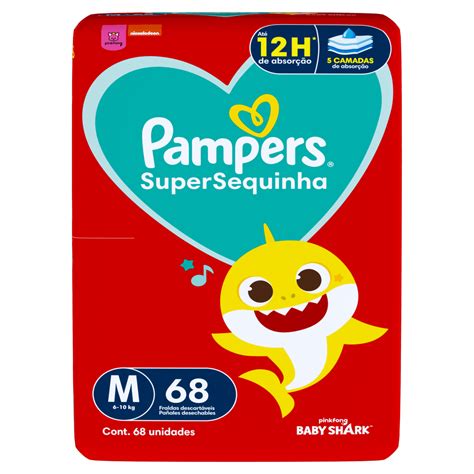 Fralda Descartável Infantil Pampers Supersequinha M Pacote 68 Unidades