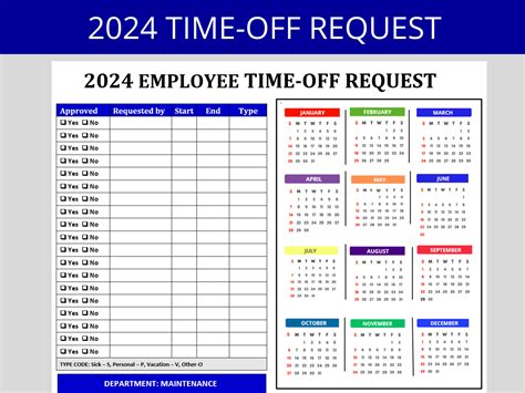 Printable Time Off Sheet Employee Templates