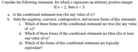 Solved Consider The Following Statement For Which N Chegg