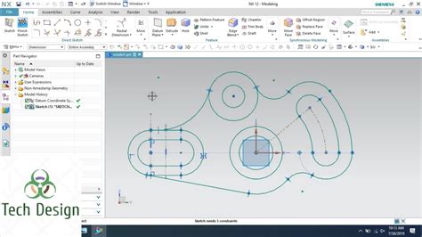 Unigraphics Nx Sketch Example 5 With Constraints And Dimensioning For