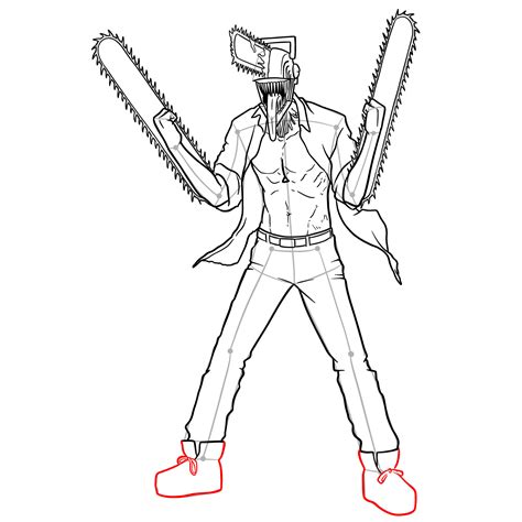 How To Draw Chainsaw Man Full Body And Front View Stances