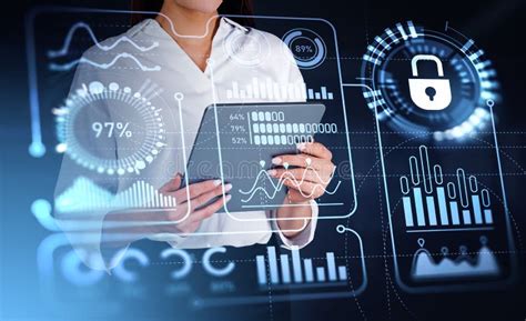 Businesswoman With Tablet Digital Business Data Chart With Loading